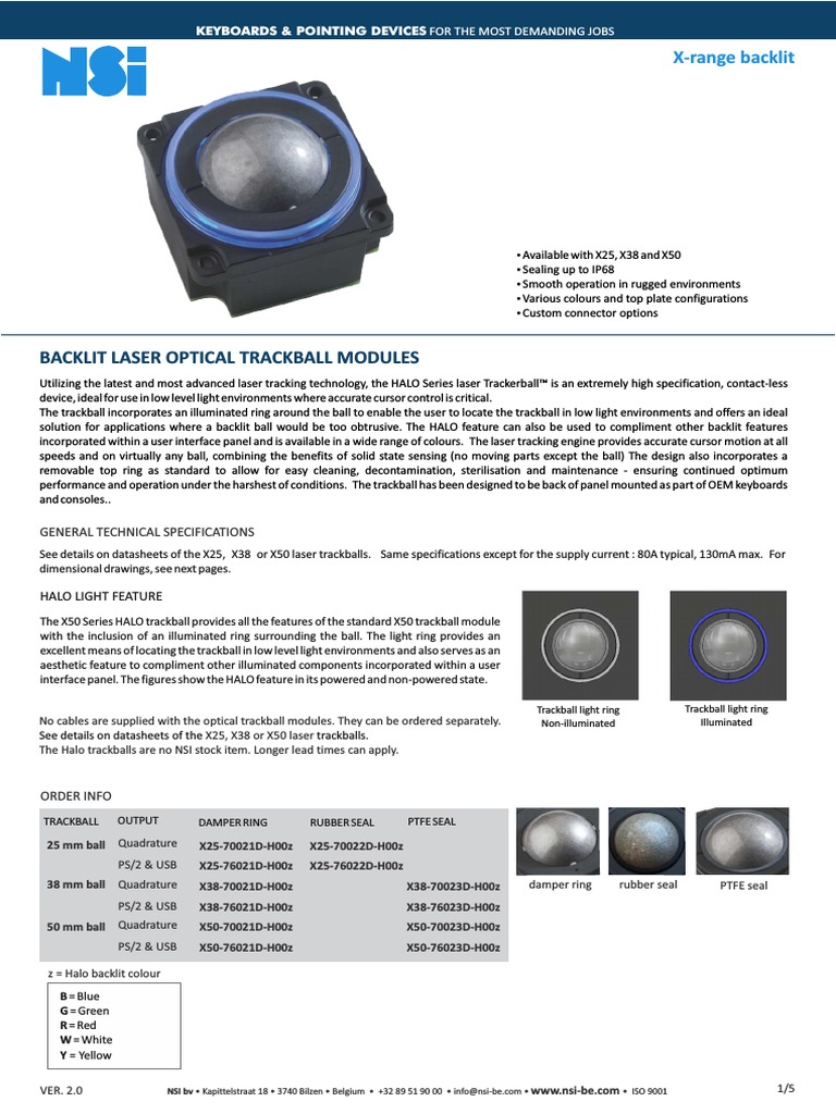 Backlit Laser Optical Trackball Modules | PDF | Equipment | Computer ...