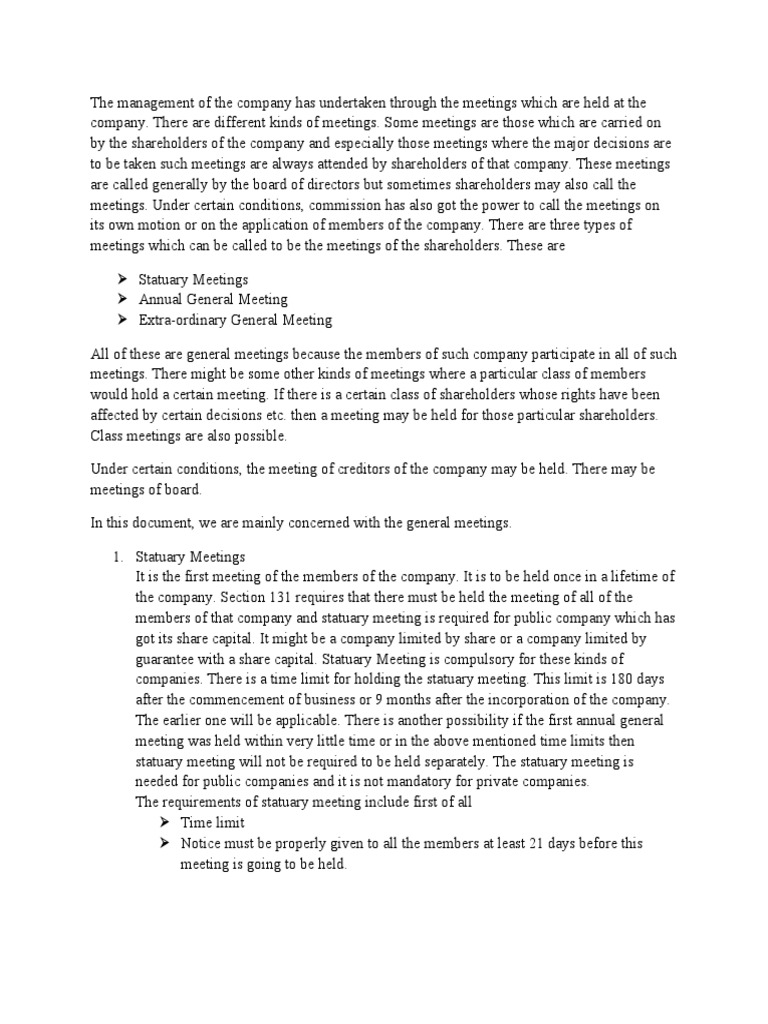 Law on Company Meetings and Proceedings | PDF | Corporations | Companies