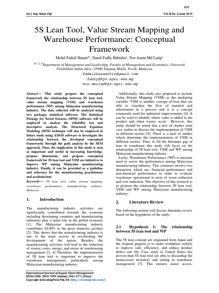 5S Lean Tool, Value Stream Mapping and Warehouse Performance ...