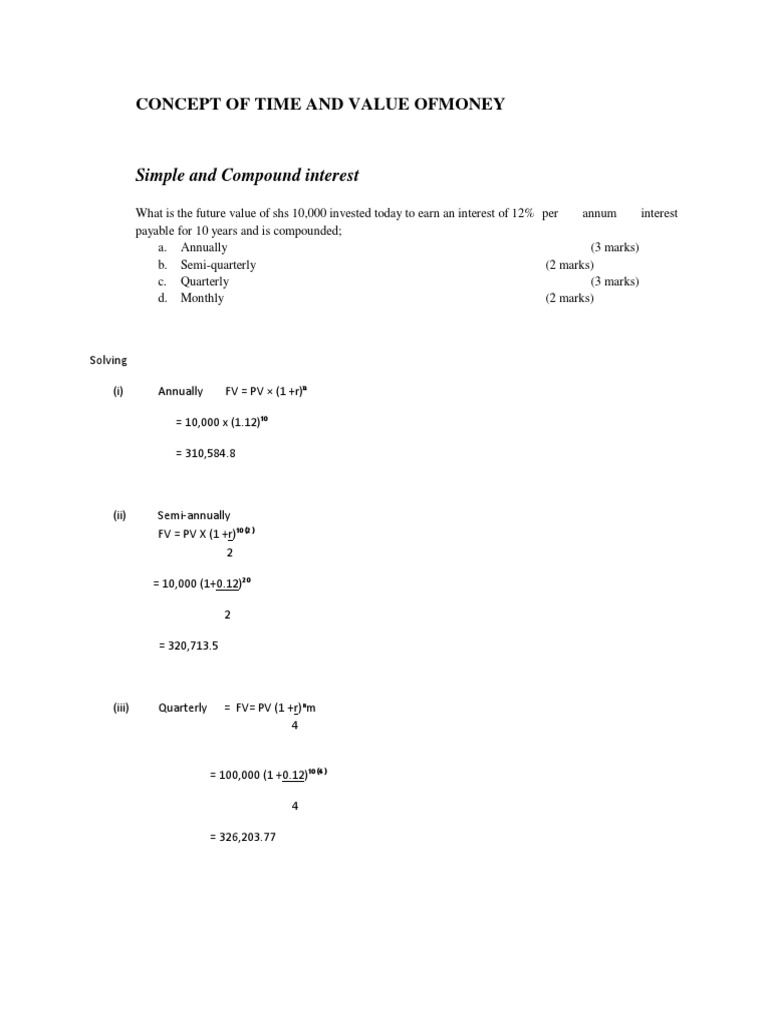 Simple and Compound Interest: Concept of Time and Value Ofmoney | PDF ...