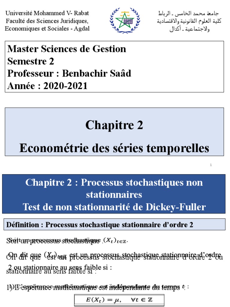 Chapitre 2 | PDF | Processus stationnaire | Zéro d'une fonction