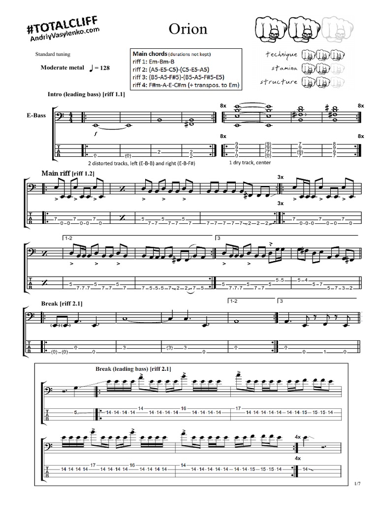 Orion Tabs From Youtube | PDF | Musical Instruments | Guitar Family ...