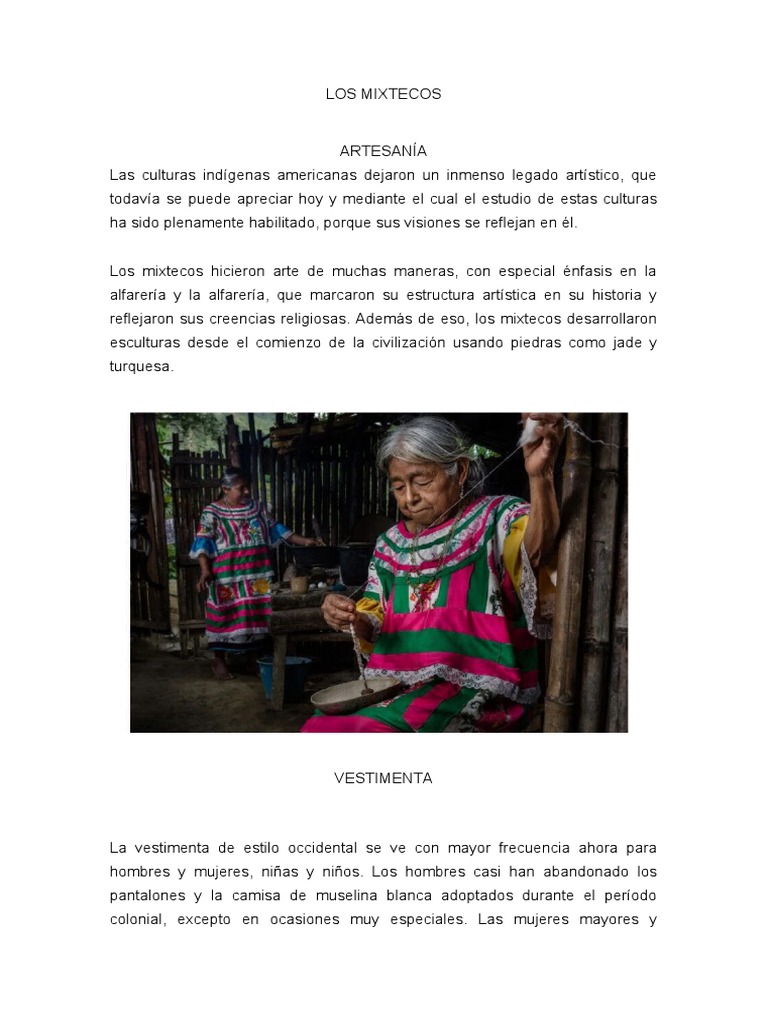 La cultura mixteca: artesanía, vestimenta, lengua, costumbres ...