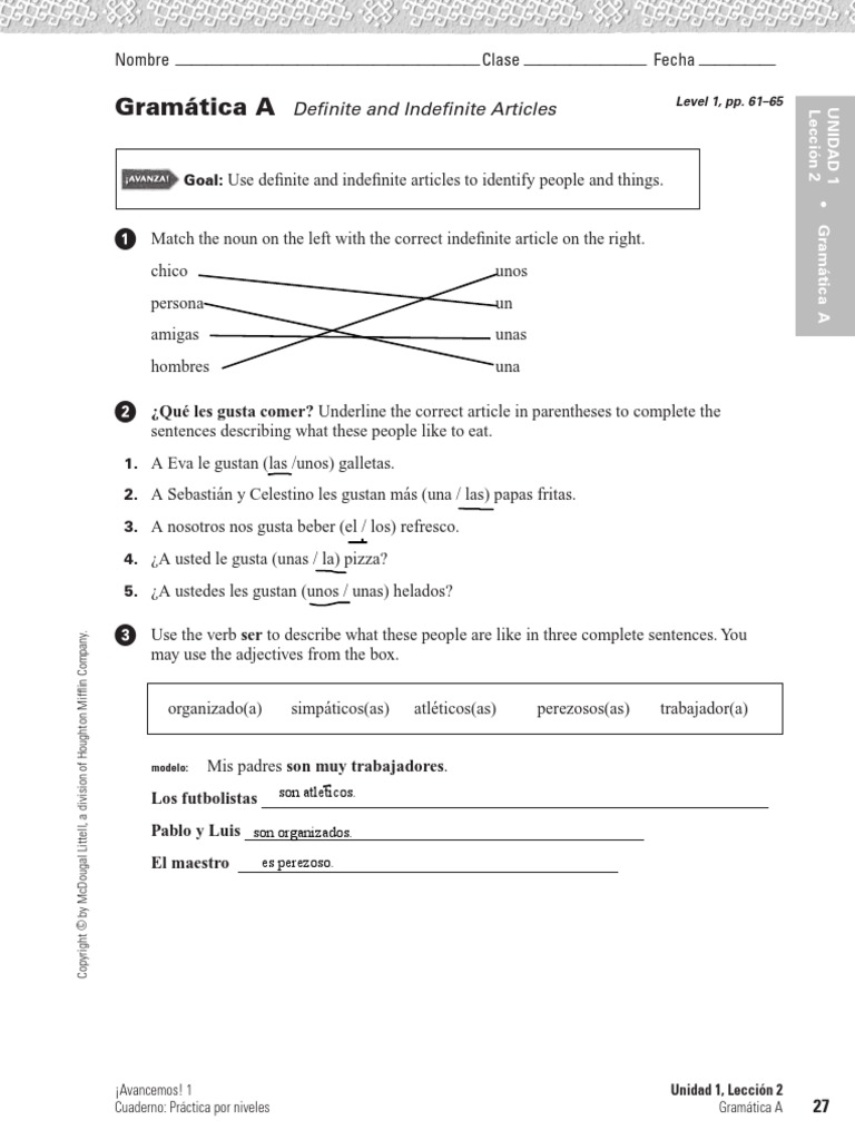 Kami Export - Def. and Indef. Articles Gramática A and B | PDF ...