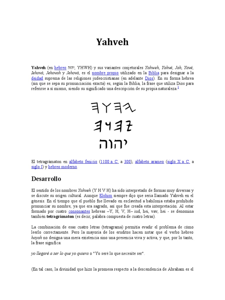 Yahveh | PDF | Tetragrammaton | Jehová