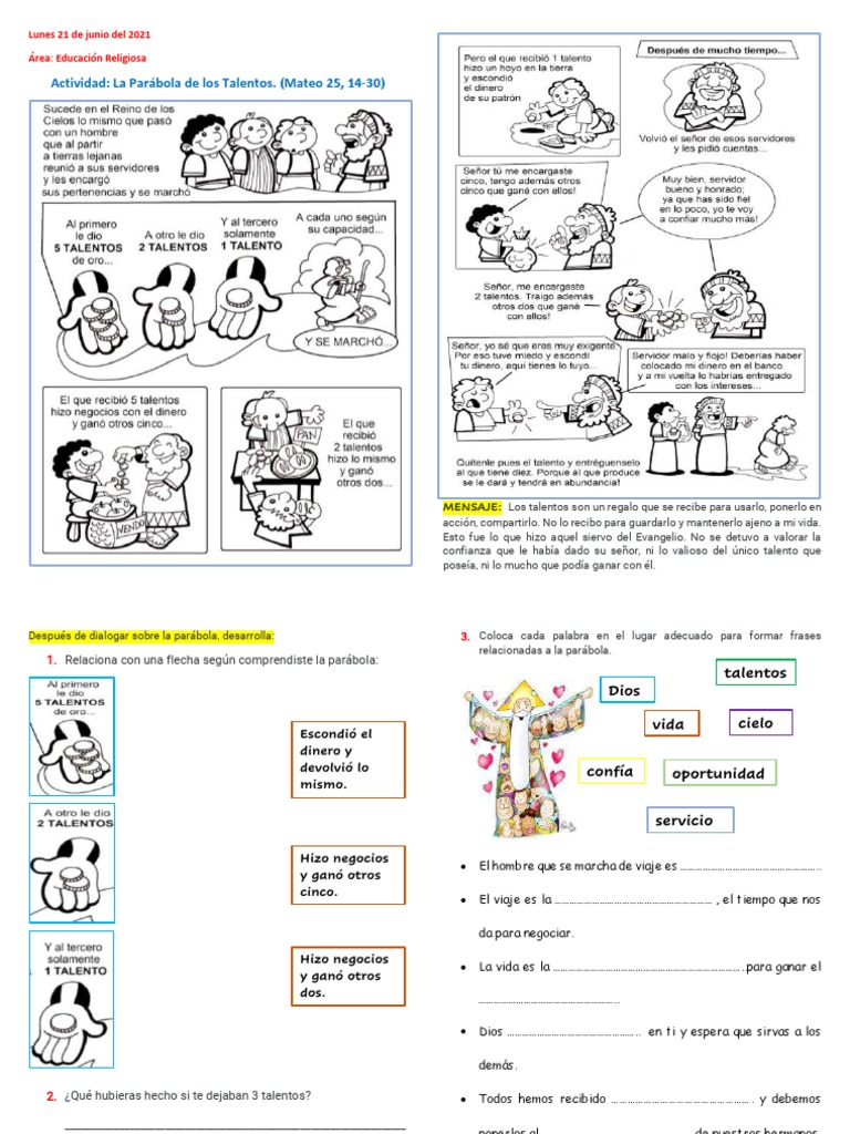Parábola de Los Talentos | PDF | Parábolas de Jesús | Religión y creencia
