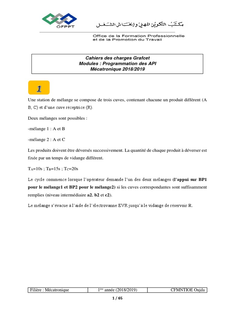 Cahiers Des Charges Programmation Des API | PDF | Automate programmable industriel | Mécatronique