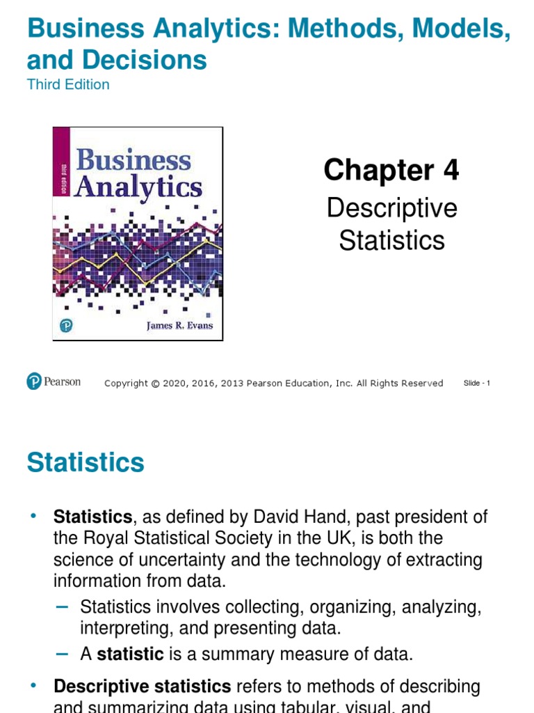 Chapter 4 - Descriptive Statistics | PDF | Correlation And Dependence ...