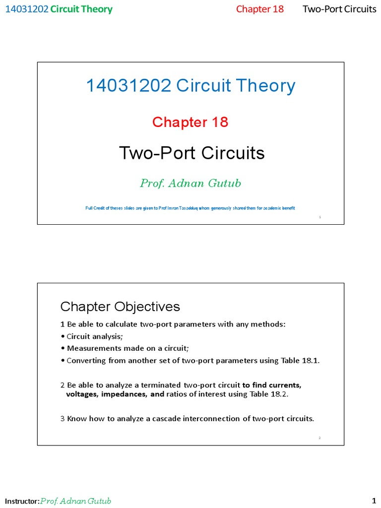 Circuit Theory: Two-Port Circuits | PDF | Network Analysis (Electrical Circuits) | Computer Science