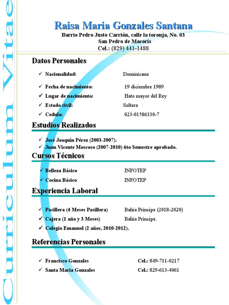 Currículum de Raisa Gonzales Santana | PDF