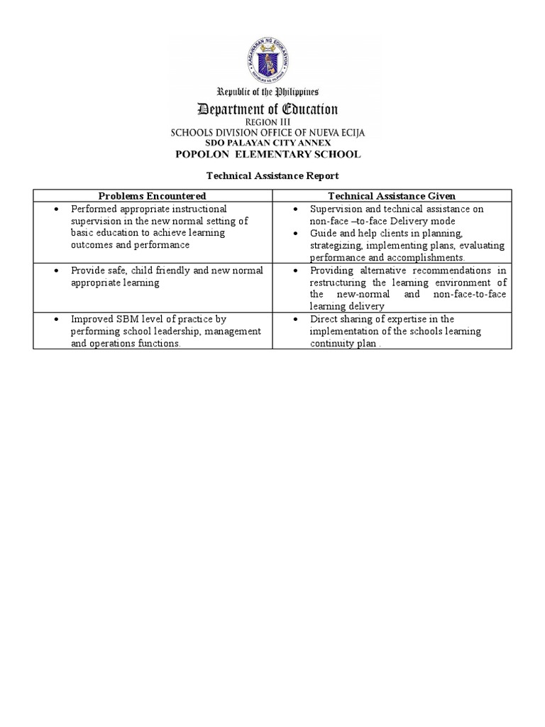 Technical Assistance Report | PDF