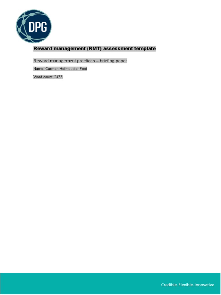 Reward Management (RMT) Assessment Template | PDF | Employment | Motivation