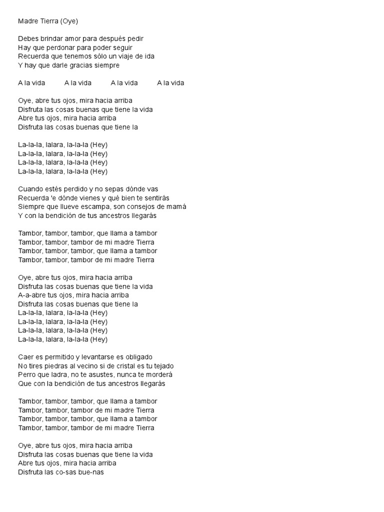 Canción "Madre Tierra" de Chayanne | PDF