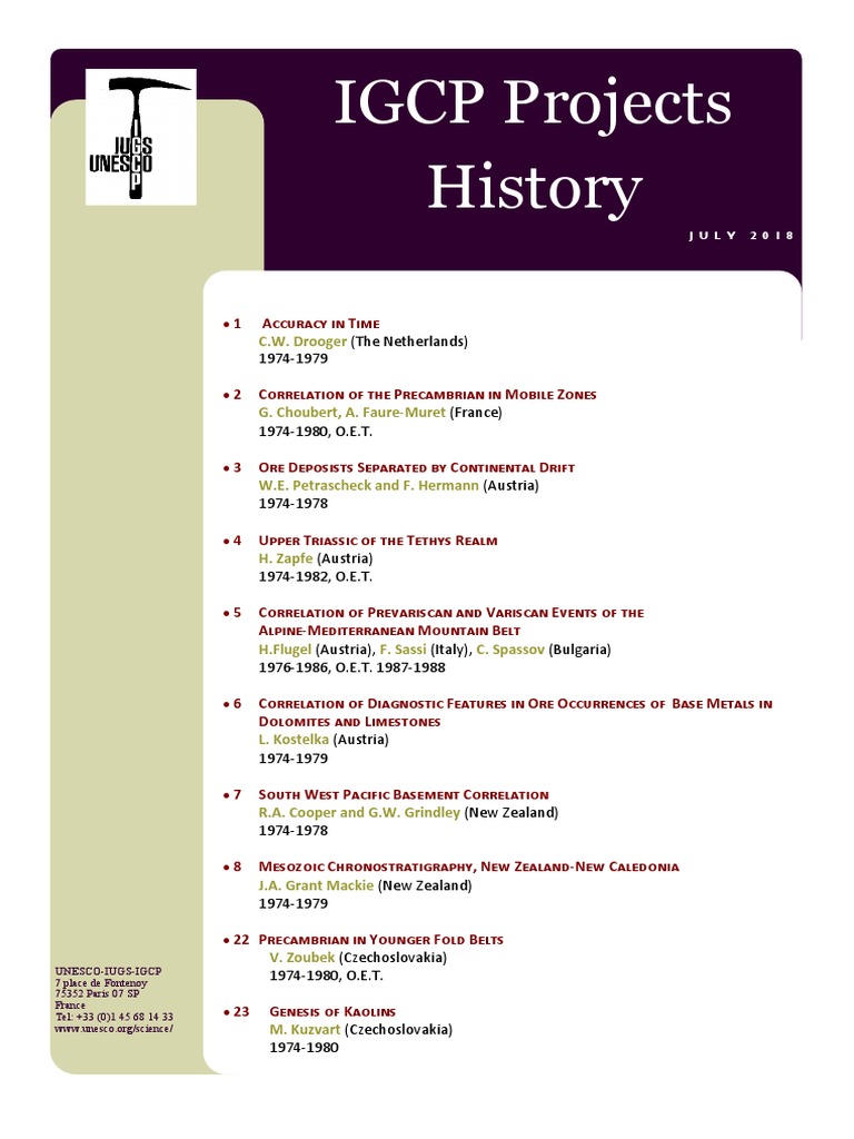 IGCP Projects History: C.W. Drooger | PDF | Earth Sciences | Geology