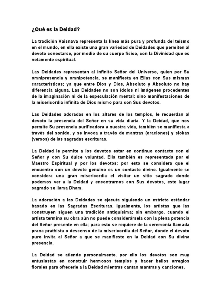 ¿Qué es la Deidad?