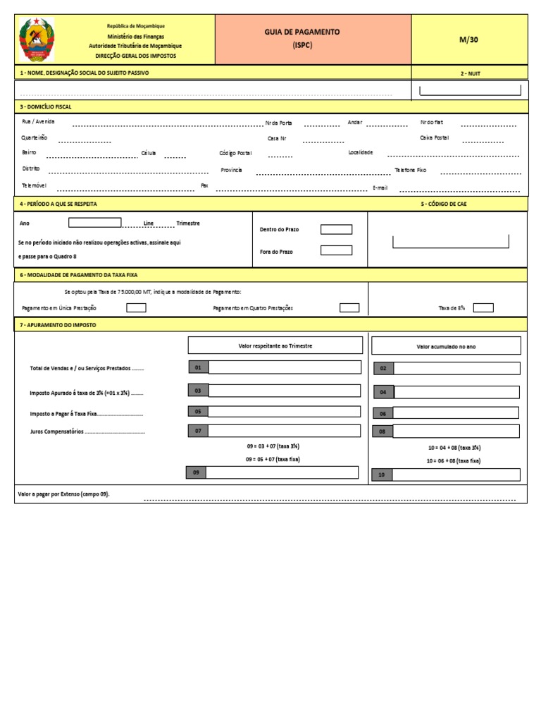 Modelo 30 - ISPC - Guia de Pagamento | PDF | Comércio | Impostos