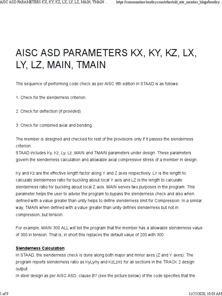 STAAD AISC ASD Parmeters | PDF | Buckling | Applied And ...