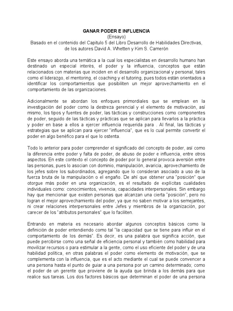 Poder e Influencia en el Liderazgo | PDF | Liderazgo | Motivación