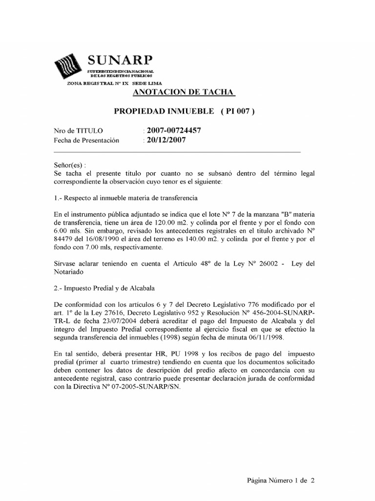 Anotacion de Tacha | PDF