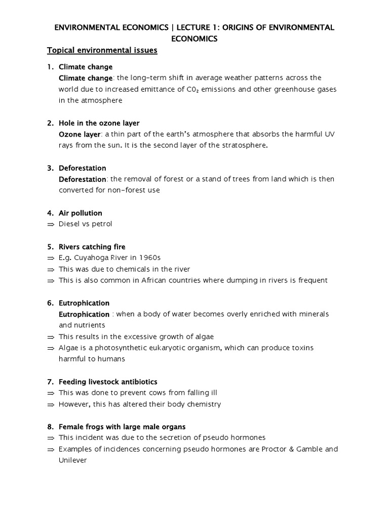 Lecture 1 - Origins of Environmental Economics | PDF | Externality ...