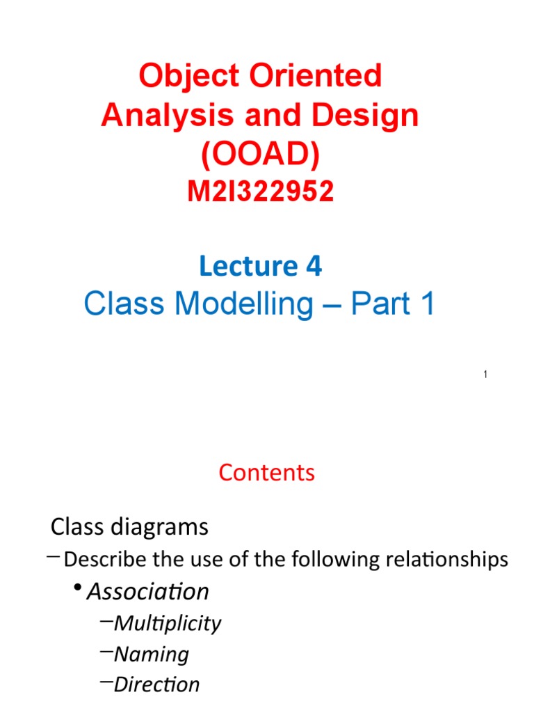 Object Oriented Analysis And Design Ooad Class Modelling Part 1 Pdf Class Computer