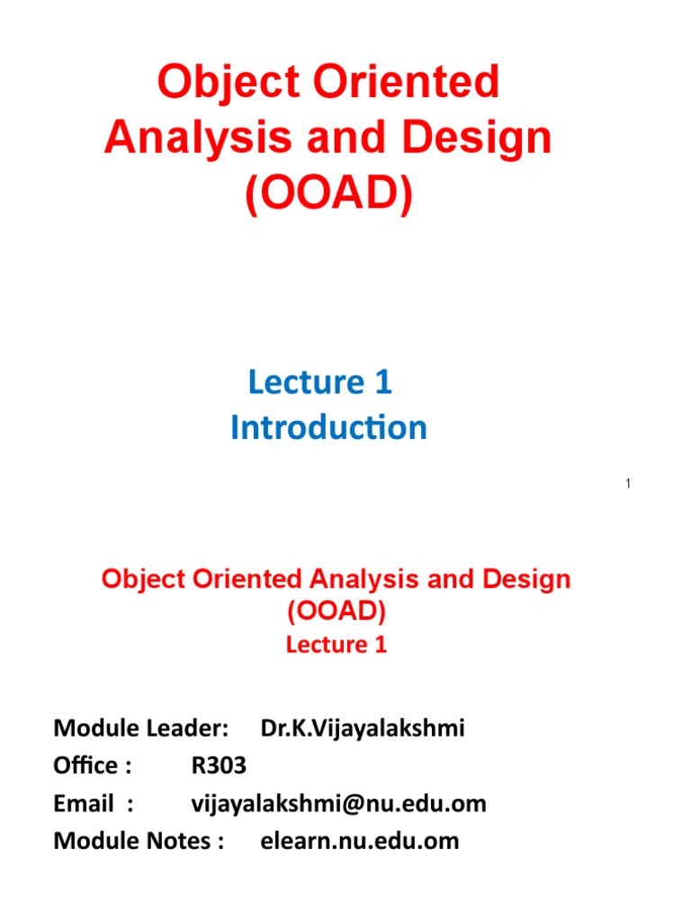 Object Oriented Analysis and Design (OOAD) | PDF | Unified Modeling ...