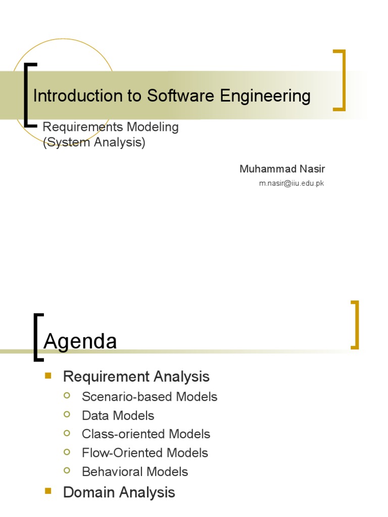 Introduction To Software Engineering: Requirements Modeling (System ...