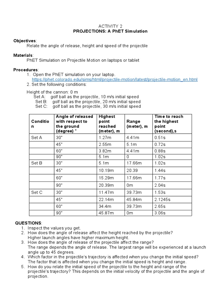 Projectile Motion Simulation Guide | PDF | Projectiles | Dynamics (Mechanics)