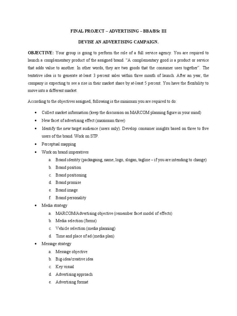 Advertising Campaign Project Guide | PDF | Advertising | Brand