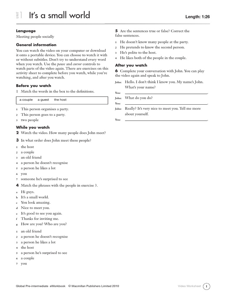 It's A Small World: A Couple A Guest The Host | PDF | Linguistics | Human Communication