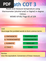 COT-in-MATH5 - READING AND MEASURING TEMPERATURE - MRMEDINA | PDF | Thermometer | Temperature