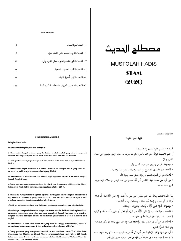 Mustolah Hadis STAM (2020) | PDF