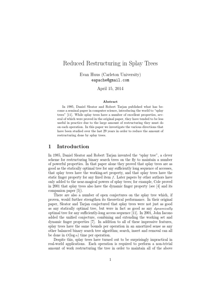 Reduced Restructuring in Splay Trees | PDF | Algorithms And Data Structures | Computer Programming