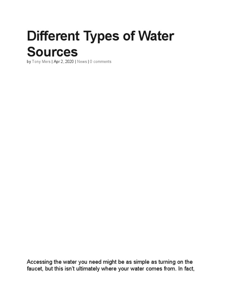 Different Types of Water Sources Explained | PDF | Water Resources ...