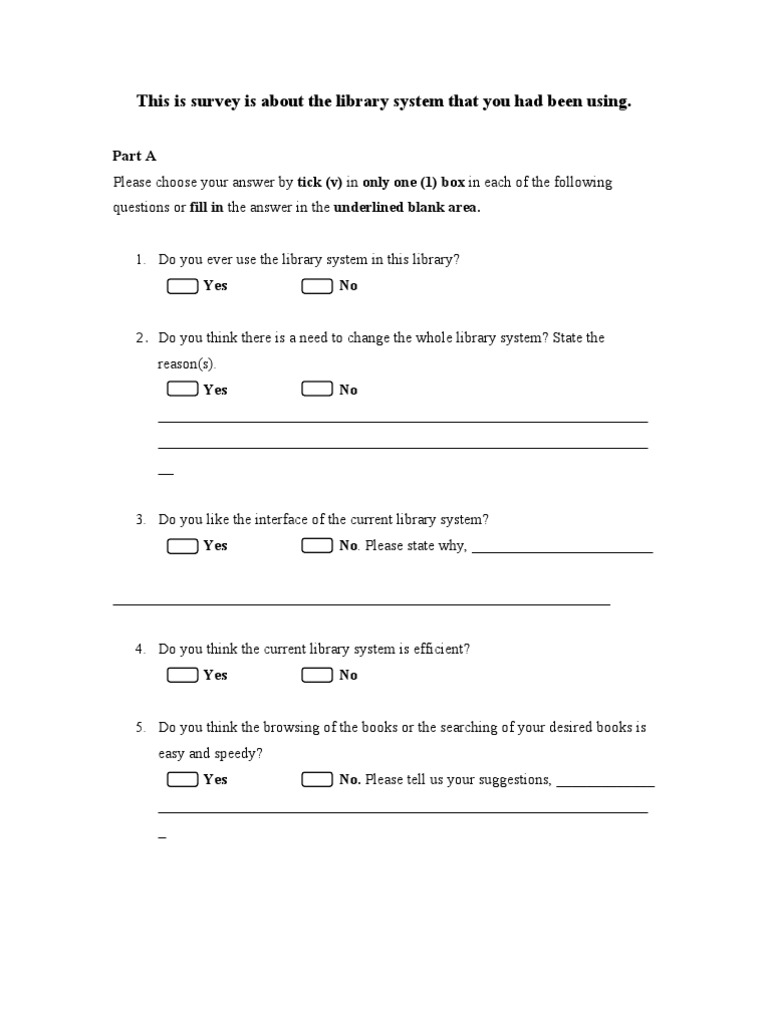 Library System User Feedback Survey | PDF | Libraries | Business