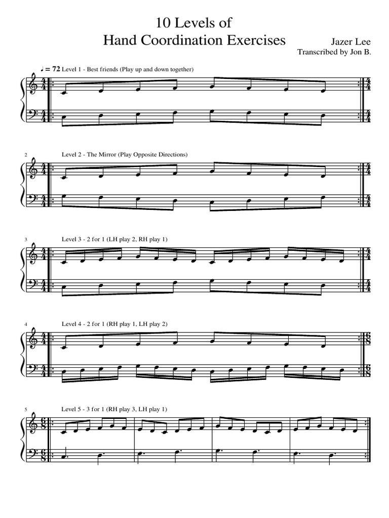 10 Levels of Hand Coordination Exercises: Jazer Lee | PDF