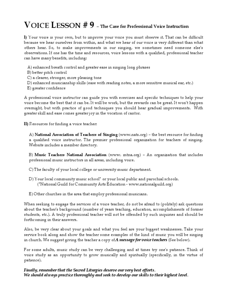 Professional Voice Instruction for Cantors | PDF | Vocal Pedagogy | Singing