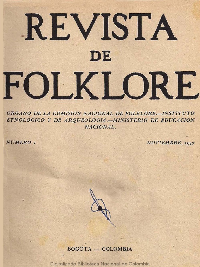 Rev Folklore Nro1 Nov 1947 | PDF | Folklore | Colombia
