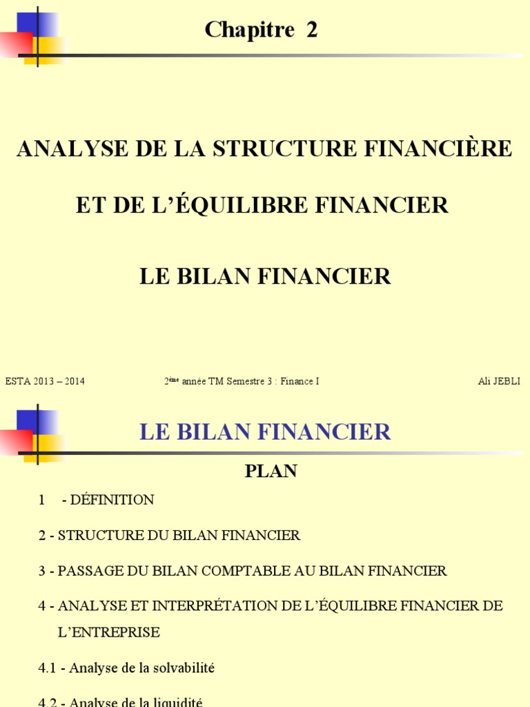 Chapitre 2 - Analyse de La Structure Financière Et de L - Équilibre ...