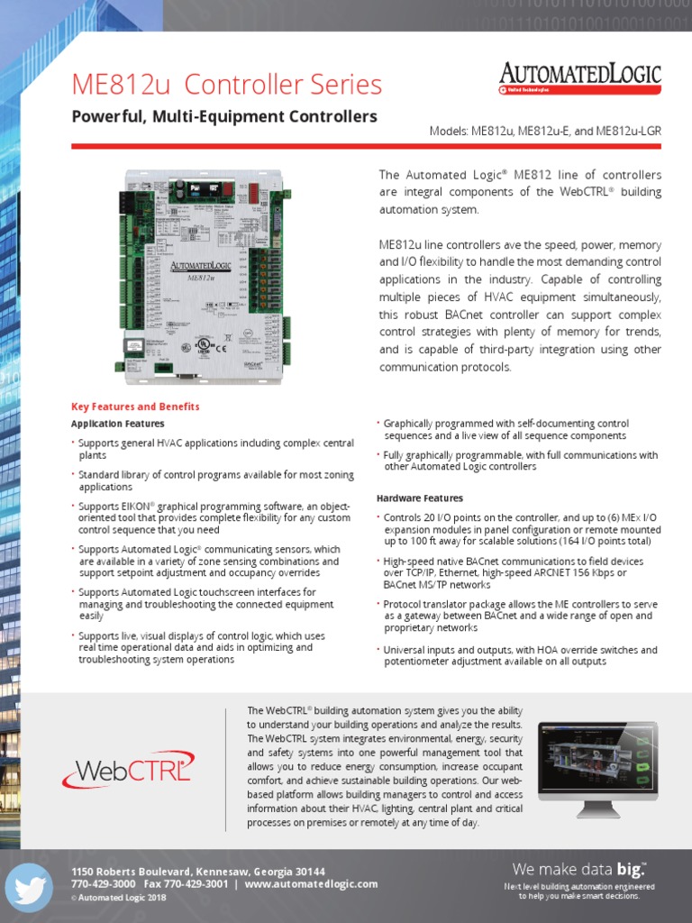 ME812u Controller Series: Power Ful, Multi-Equipment Controllers | PDF | Automation | Building ...