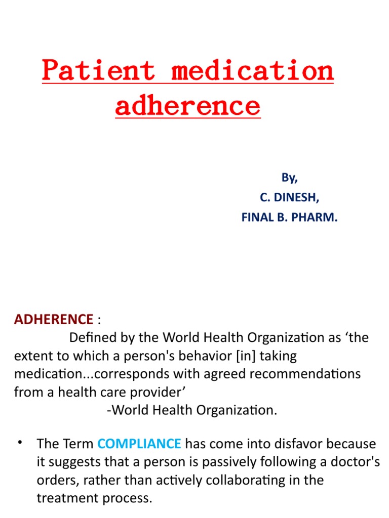 Patient Medication Adherence | PDF | Disability | Health Care