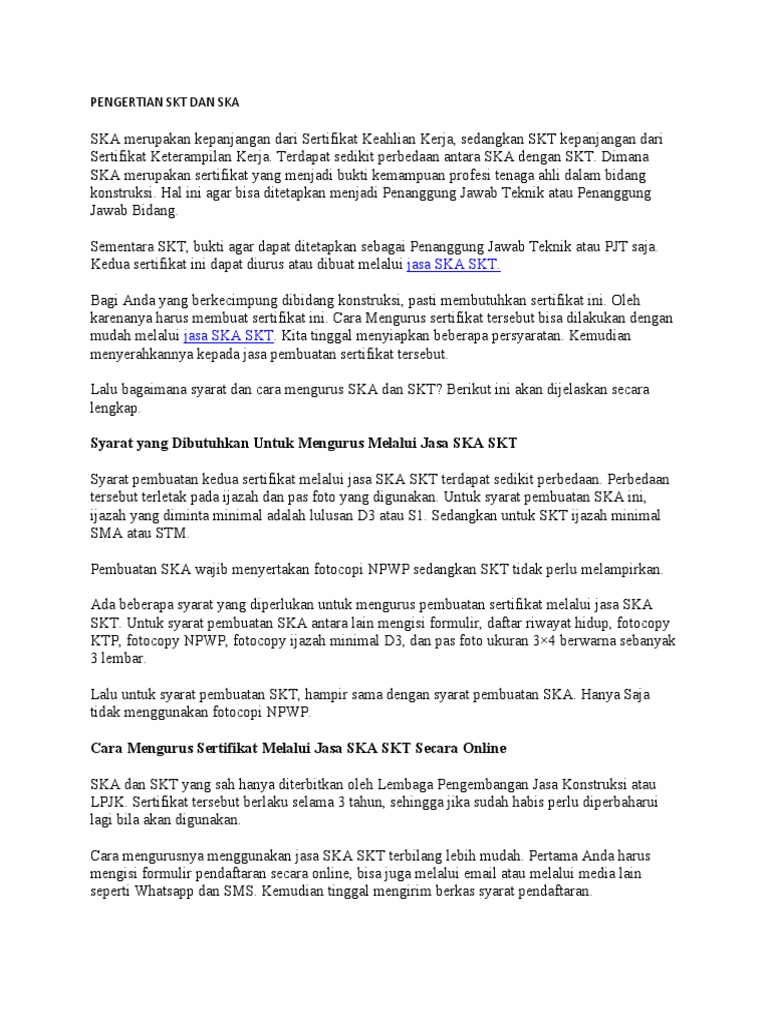 Pengertian SKT Dan Ska | PDF