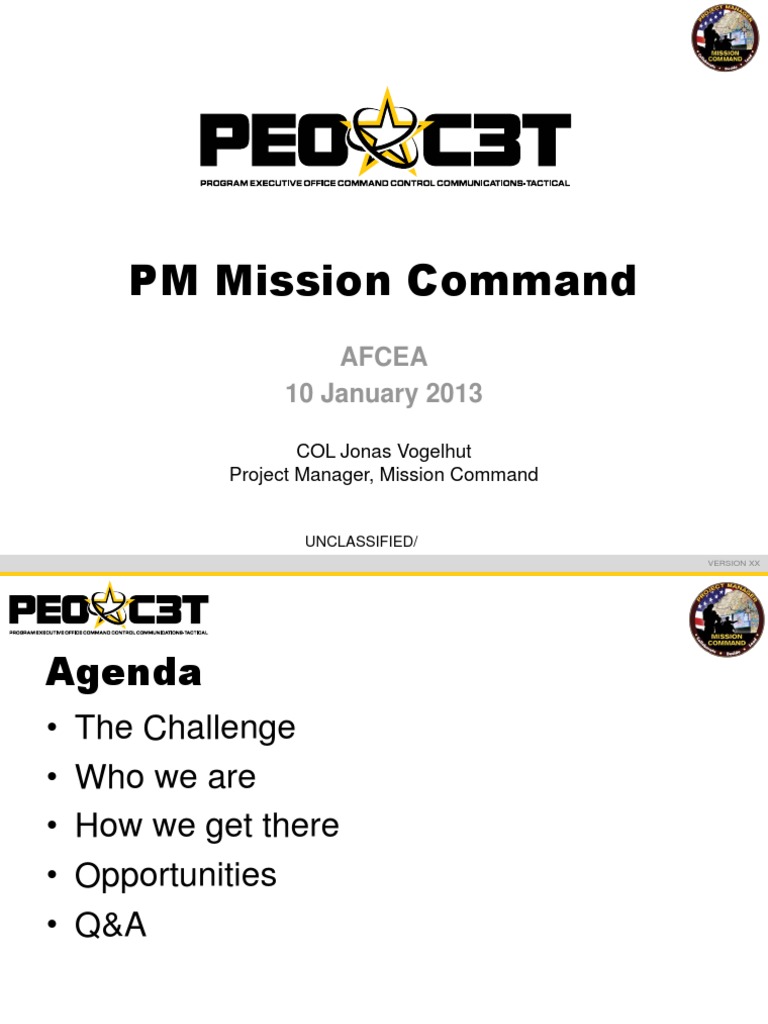 PM Mission Command AFCEA 10 January 2013 | PDF | Military | Computing