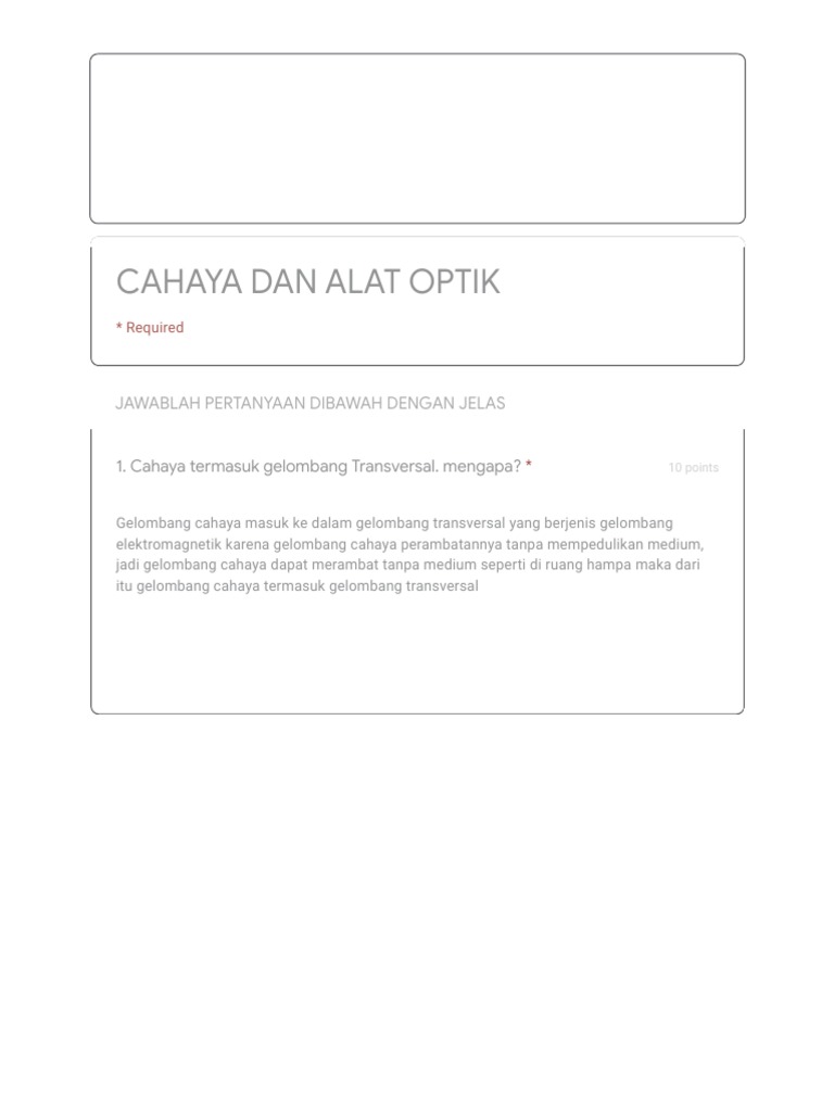 Cahaya Dan Alat Optik | PDF