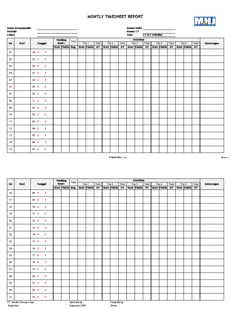 Time Sheet Driver-2021 | PDF
