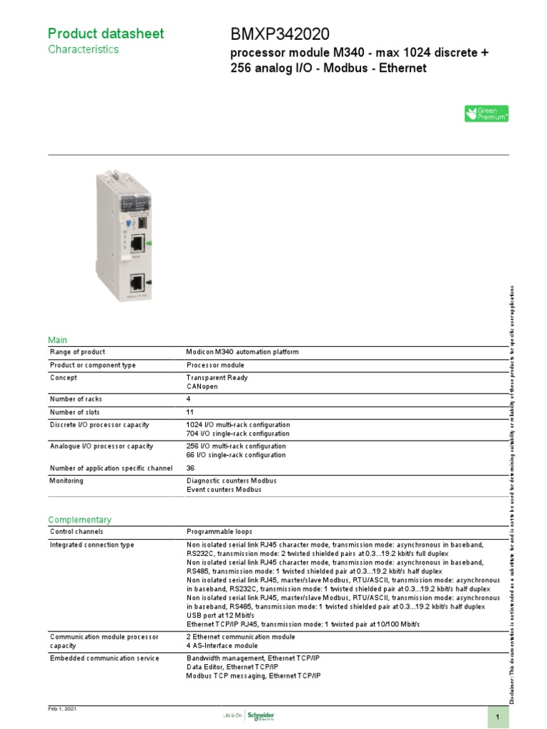 Modicon M340 - BMXP342020 | PDF | Transmission Control Protocol ...