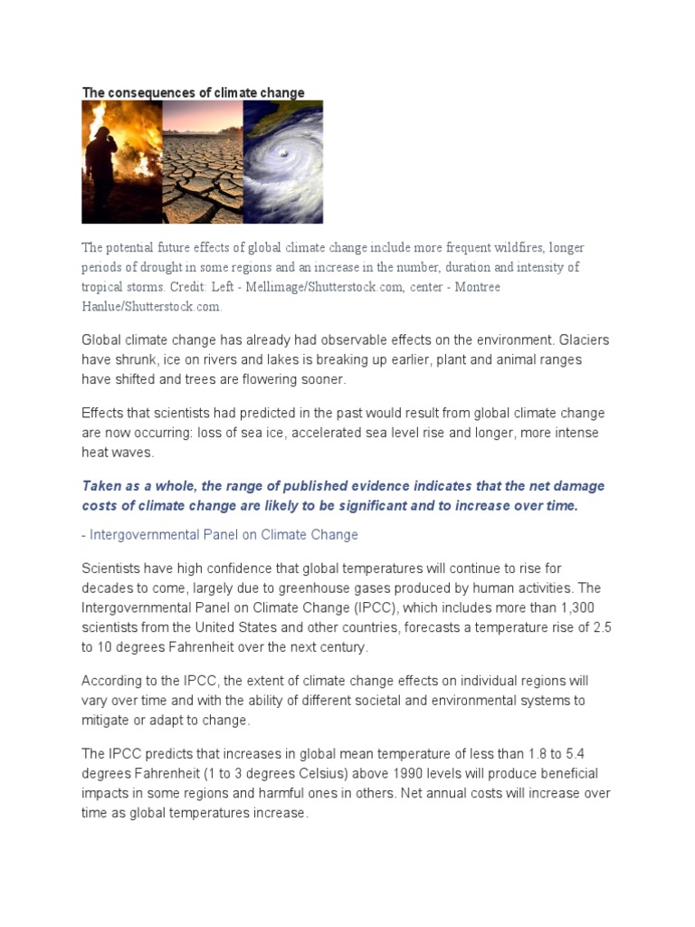 Effects of Climate Change | PDF | Climate Change | Sea Level Rise