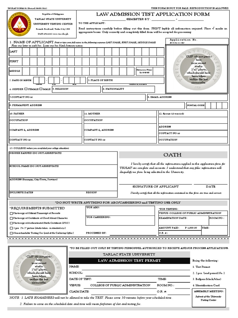 Law Admission Test Application Form: 1. Name of Applicant | Download ...