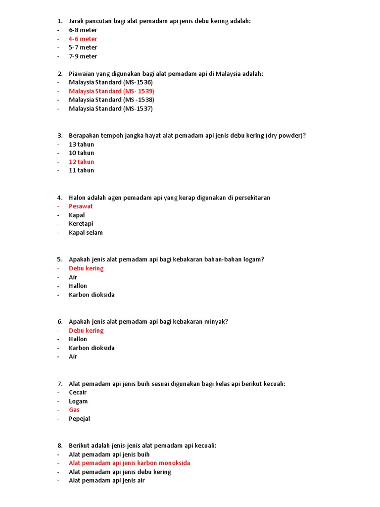 Jawapan Soalan Alat Pemadam Api | PDF