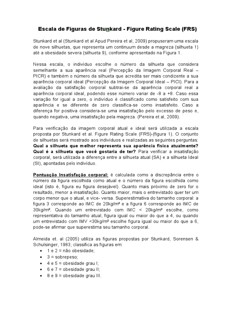 Escala de Figuras de Stunkard - Figure Rating Scale (FRS) | PDF ...
